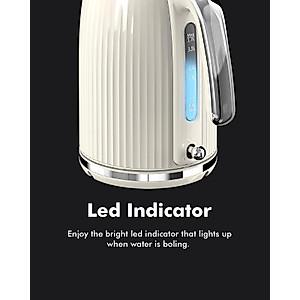 LONGDEEM 1.7L Electric Kettle-Quick Boil, 1500W, Non-BPA, Safety Auto Shut-Off, Boil-Dry Protection, Easy Clean with Wide Opening, Heat-Resistant Handle, 360°Swivel Base, Cream