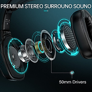 Tatybo New Gaming Headset for PC PS4 PS5 Xbox One Switch, Stereo PS4 Headset with 90° Rotatable Earpads, Noise-Cancelling Mic