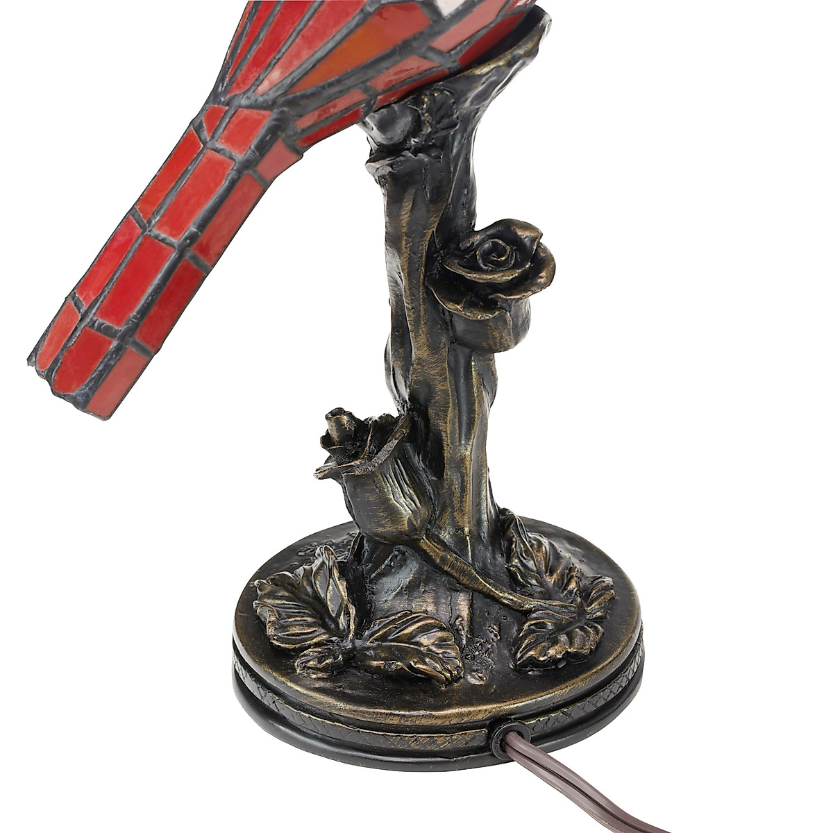 RIVER OF GOODS Stained Glass Bird Accent Lamp - 8" W x 13.5" H - Tiffany Style Table Lamps for Home, Office Desk, Bedroom, Nightstand - Blue Jay Decor