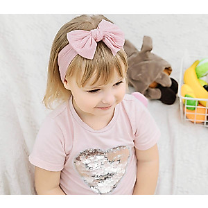 Mookiraer Baby Girls Headbands with Bows Handmade Hair Accessories Stretchy Hairbands for Newborn Infant Toddler Baby Essentials (Figure 7pcs)