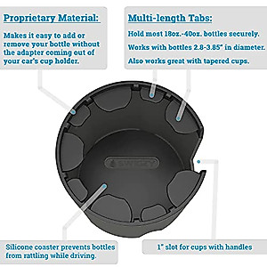 Swigzy Car Cup Holder Expander Adapter (Adjustable) - Holds Hydro Flask, Yeti, Nalgene, Large 32/40 oz. Bottles & Big Drinks - Gray