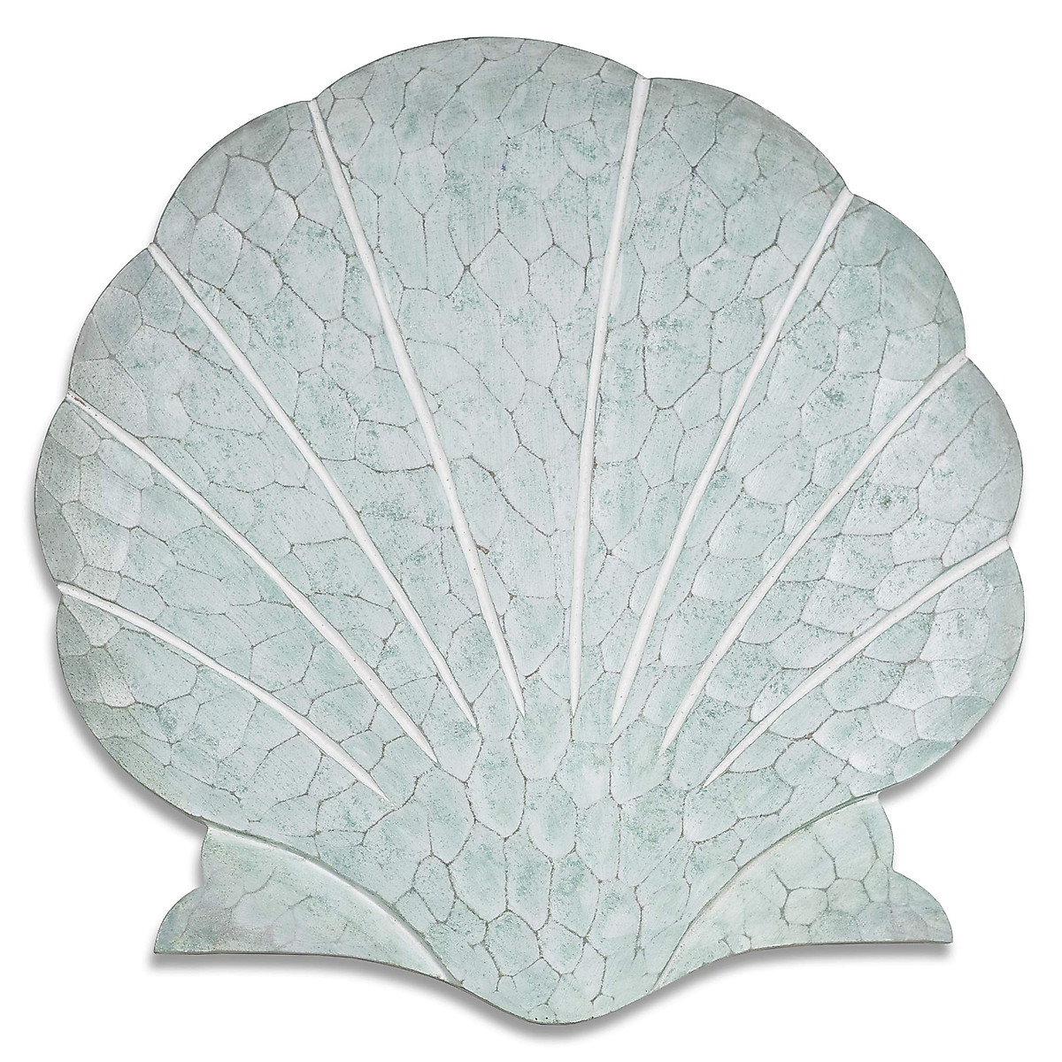 T.I. Design Hand-Carved Coastal Seafoam Scallop Shell Beach Wall Decor