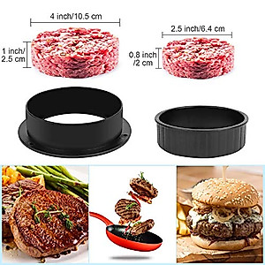 HAHAYOO 3 in 1 Stuffed Burger Press Patty Maker Rings Molds Kit, Non Stick Stuffer Hamburger Press Patty Maker - with 100 Pcs Wax Hamburger Patty Paper, Sausage Patty Press for Slider/Pattie/Grilling