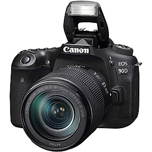 Canon EOS Rebel 90D DSLR Camera with 18-135mm+Commander Starter Kit+Lens Filters+Backpack+LED Light+Software+Shot-Gun Microphone+2x64Memory Cards+Tripod (33PC) (Renewed)