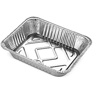 NYHI 9x13” Aluminum Foil Pans (30 Pack) | Durable Disposable Grill Drip Grease Tray | Half-Size Deep Steam Pan and Oven Buffet Trays | Food Containers for Catering, Baking, and Roasting