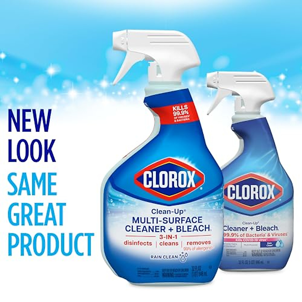 CLOROX Clean-Up Multi-Surface Cleaner with Bleach, Rain Clean, Spray, 32 Fl Oz (Package May Vary)