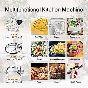Nurxiovo 3 in 1 Stand Mixer, 850W Tilt-Head 6.5QT Kitchen Food Mixer, 6 Speed with Pulse Electric Mixer, Multifunction Standing Mixers, Meat Blender and Juice Extracter Red