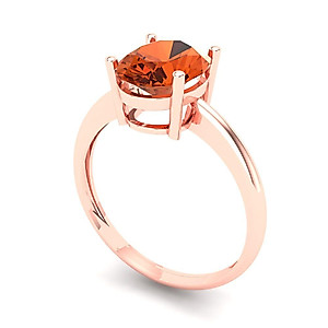 Clara Pucci 2.0 ct Oval Cut Solitaire Red Simulated Diamond Wedding Bridal Designer Anniversary Engagement Ring Real 14k Rose Gold