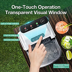 Ice Maker Countertop, Fast Ice Making in 6 Mins 9 Bullet-Shaped Ice, 26.5lbs/24Hrs, Portable Ice Maker Machine with Self-Cleaning, Ice Scoop, Ice Bags and Basket, for Home/Kitchen/Office/Bar/Party