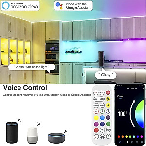Round RGB Multicolor Dimmable LED Cabinet Lighting Counter Showcase Kitchen Lighting Fixture Compatible with Alexa, Echo, Google Home (no hub Required) with Remote Controlntrol (6 Lights Kit)