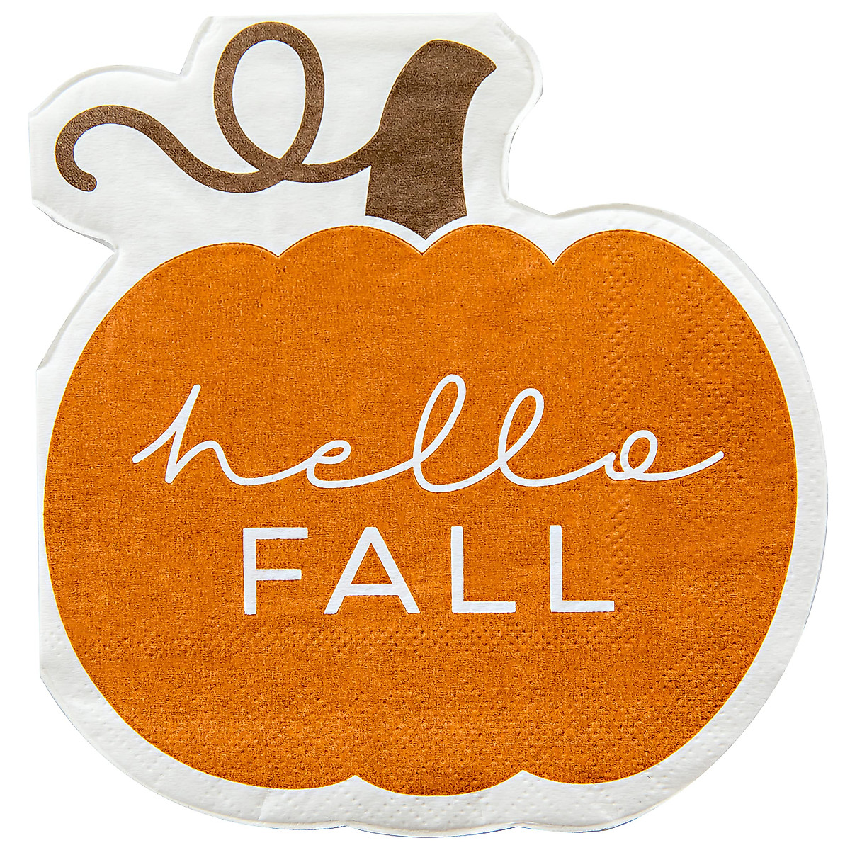 C.R. Gibson TW4-24063 Hello Fall Pumpkin Disposable Paper Cocktail Napkins for Thanksgiving and Halloween, Orange, 20pcs, 5" x 5"