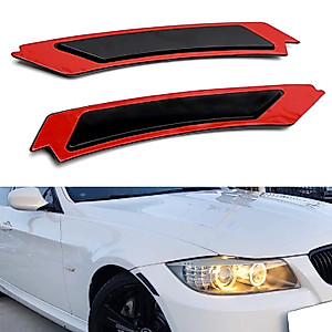 iJDMTOY Euro Dark Smoked Lens Front Bumper Side Markers Compatible With 2009-2012 BMW E90/E91 3 Series LCI Models, Replace OEM Amber Yellow Reflector Assy