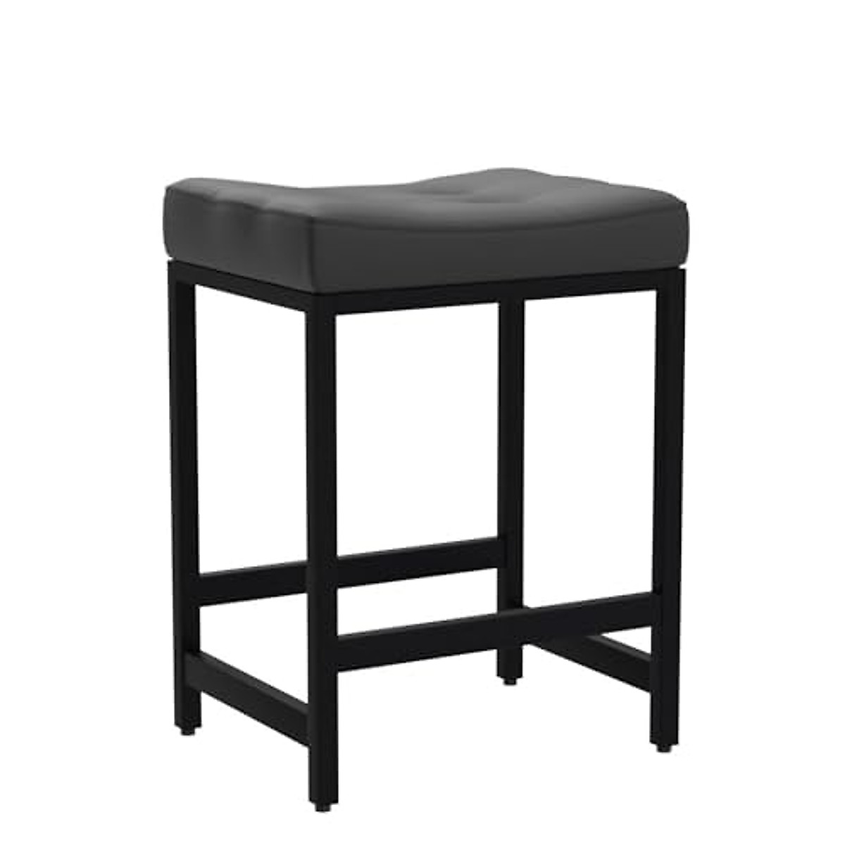 ErgoDesign 26 Inches Saddle Stools, Metal Frame Bar Stools, Pu Leather Bar Chairs, Black, Set of 2