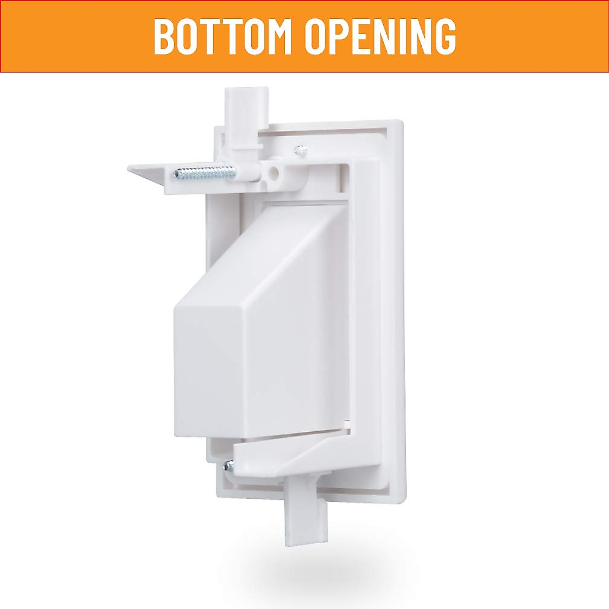 Wi4You Recessed Wall Plate 2 Pack Decotive Cable Wall Plate with Fly Mounting Wings Bottom Opening for Low Voltage Cable Pass Through WI1009-2