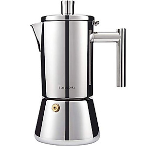 Easyworkz Diego Stovetop Espresso Maker Stainless Steel Italian Coffee Machine Maker 4Cup 6.8 oz Induction Moka Pot