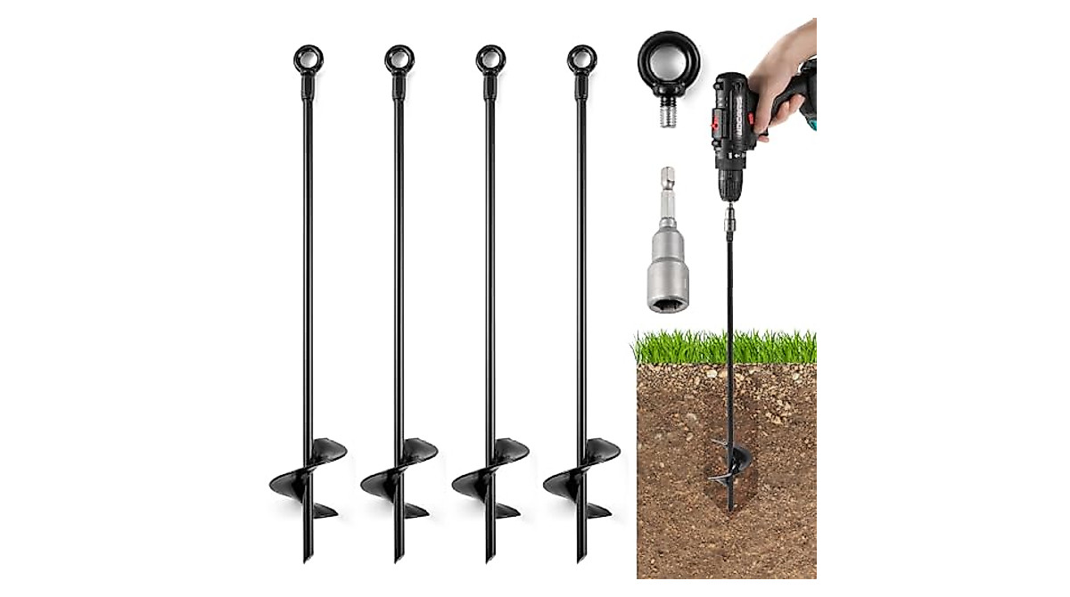 Heavy Duty 18'' Ground Anchors for High Winds - Durable Earth Stakes