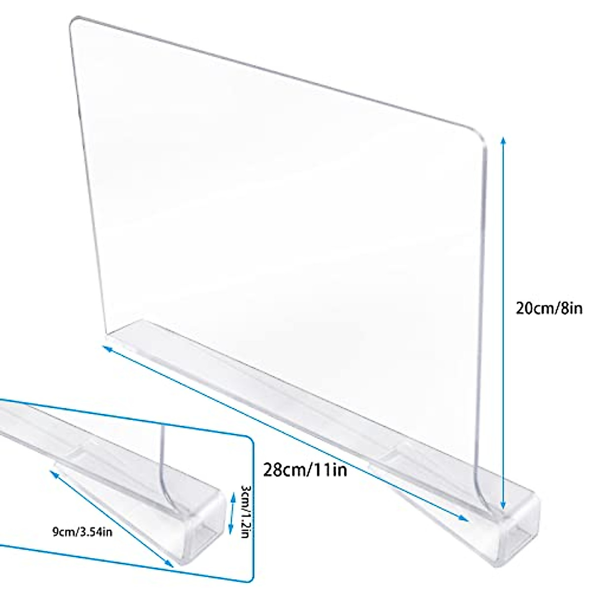 SUMAIDA Shelf Dividers for Closet Organization, Clear Acrylic Shelf Divider for Wooden Shelves, in Closets Shelf and Closet Separator in Bedroom, Kitchen and Office(8)