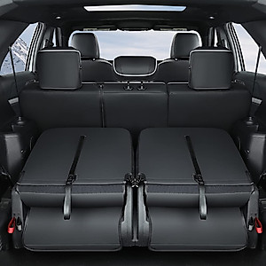 GIANT PANDA Pu Leather 7 Seats Car Seat Covers Full Set Custom Fit Ford Explorer 2016 2017 2018 2019 XLT,Limited,Platinum,Sport,Base,3 Row Model with Second Row 40/60 Split Seats- (Black)