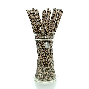 Cheetah Print Straws (25 Pack) - Cheetah Paw Pattern Drinking Straws, Cheetah Party Supplies, Big Cat Animal Spot Fabric Paper Straws