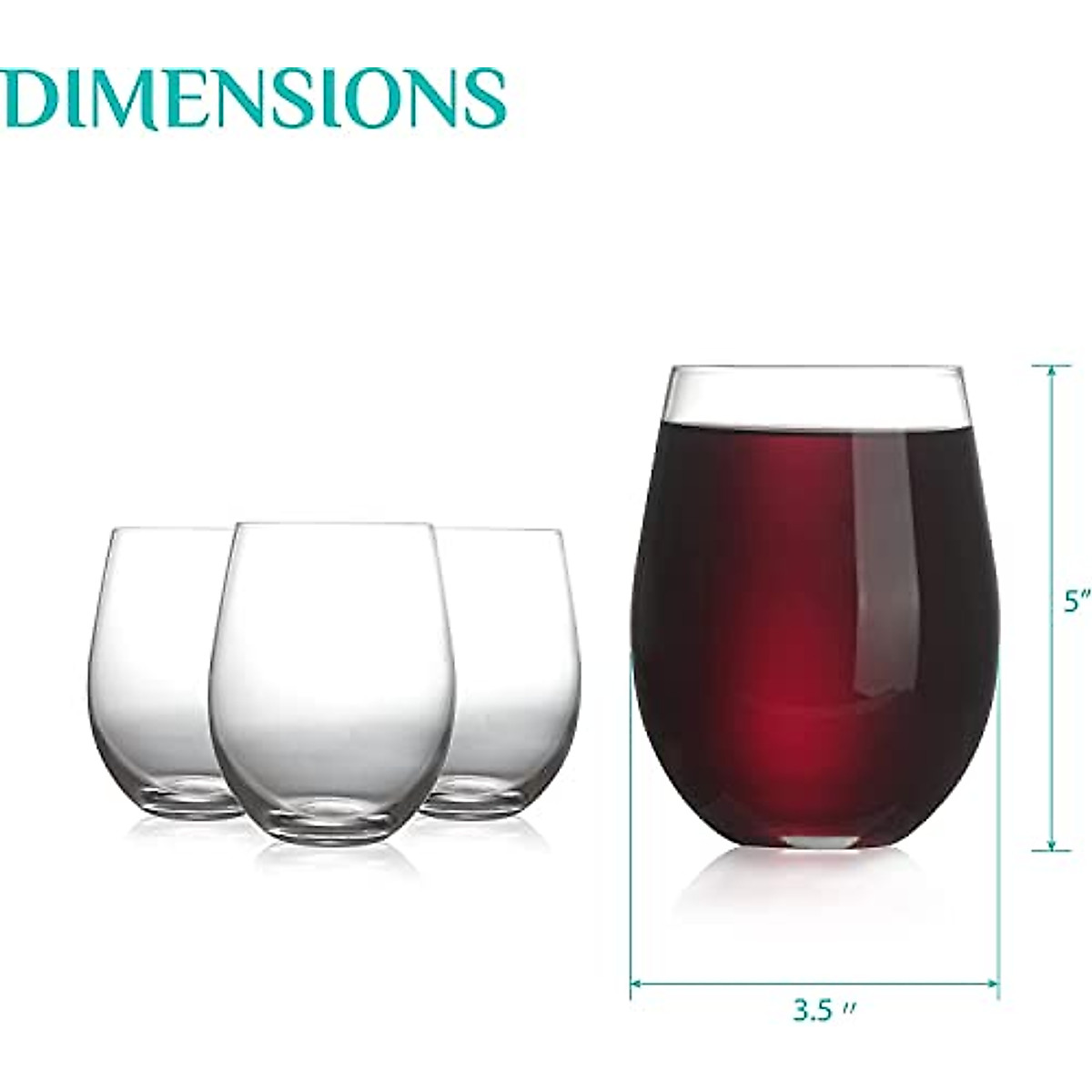 Modvera 20oz Red & White Stemless Wine Glass, Wine Glasses Set of 6, Drink Glasses with Durable Chip Resistant Rim, Large Wine Glass for Enhanced Aeration, Wine Accessories for Parties