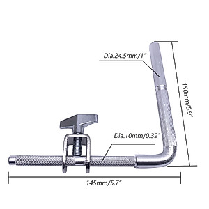 TUOREN Cowbell Mount L-Rod Attachment 9.5mm Diameter Percussion Mount Rod Cowbell Mounting Arm Perfect for Drummer Drum Hardware