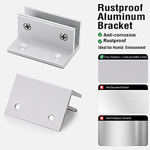 Koilria Glass Shelves, Glass Shower Shelves for Bathroom Tempered Glass Floating Shelves for Wall with Aluminum Brackets, 2 Tiers, 15 x 5 Inches, Drill or No Drill Install