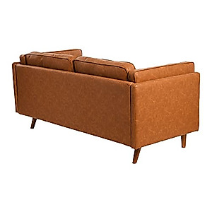 Creative Co-Op Atley High Sided Sofas, Vegan Cognac Leather
