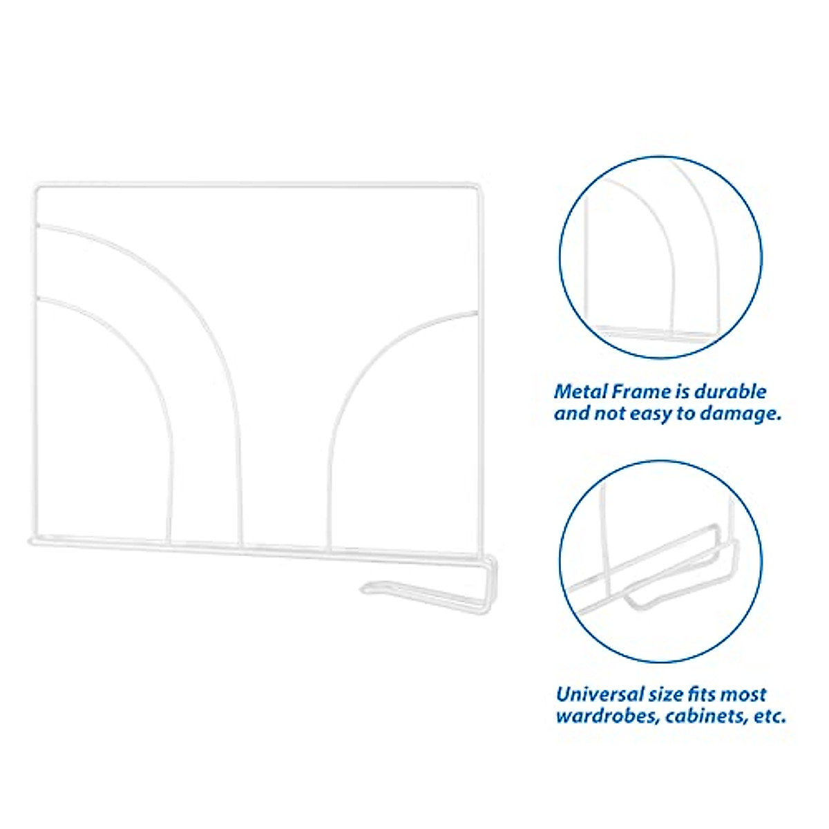 Shelf Dividers for Closet Organization Closet Shelf Divider for Wood Shelves Metal Closet Shelf Separators for Clothes Book Wardrobe, 6 Pack (White)