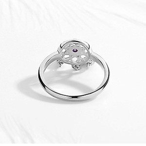 TONGZHE Dream Catcher Ring Sterling Silver 925 Cubic Zirconia for Women Band Width 0.7in(Rhodium #6)