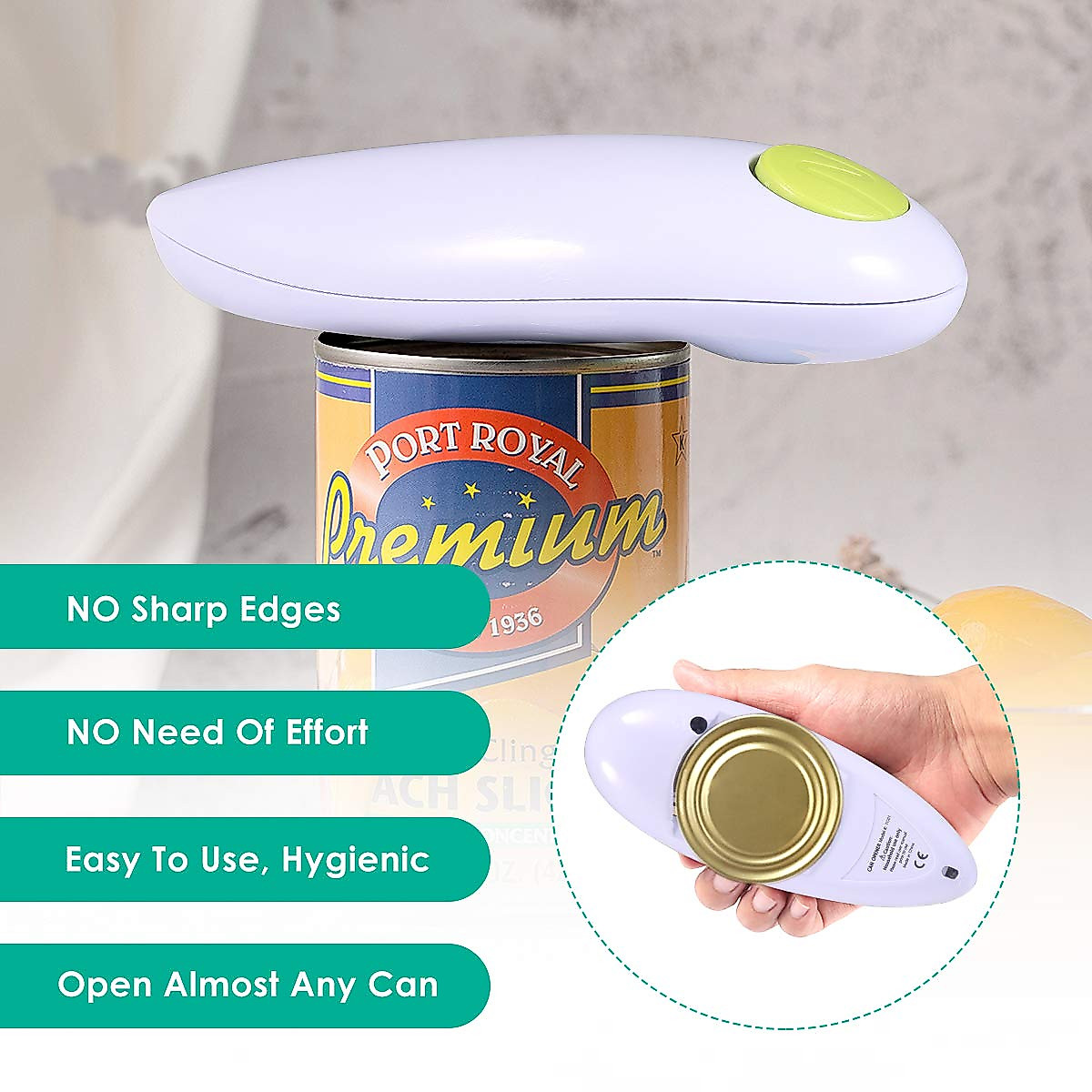 Easy One-Touch Electric Can Opener with Smooth Edge for Seniors with Arthritis,Food-Safe Automatic Can Openers Kitchen Gadgets for Kitchen Fits Almost All Cans