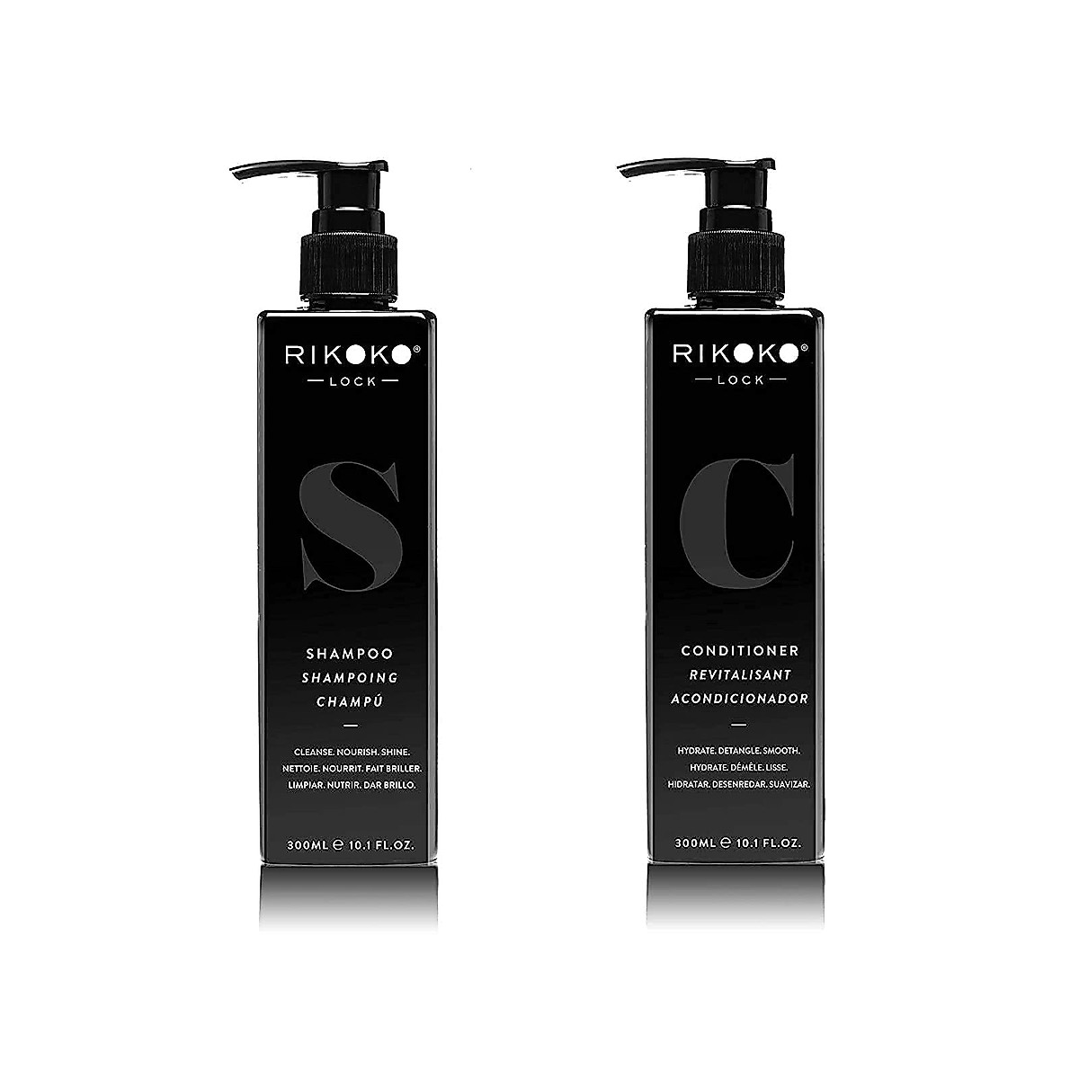 Rikoko LOCK Coconut Shampoo with Vanilla Extract and Cinnamon Bark - 300 mL Bundle with LOCK Coconut Conditioner with Ginger and Hair Softening Hibiscus - 300 mL