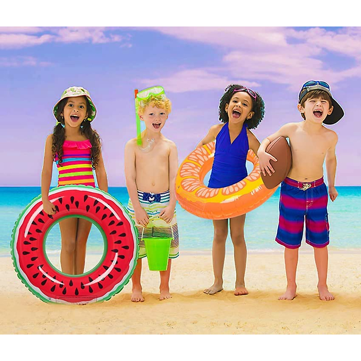 Pool Floats for Kids- Inflatable Swimming Pool Floating Rings -Summer Fun Fruit Swim Tube for Kids Pool Floaties - Summer Outdoor Beach Water Floats Party Supplies 3 Pack