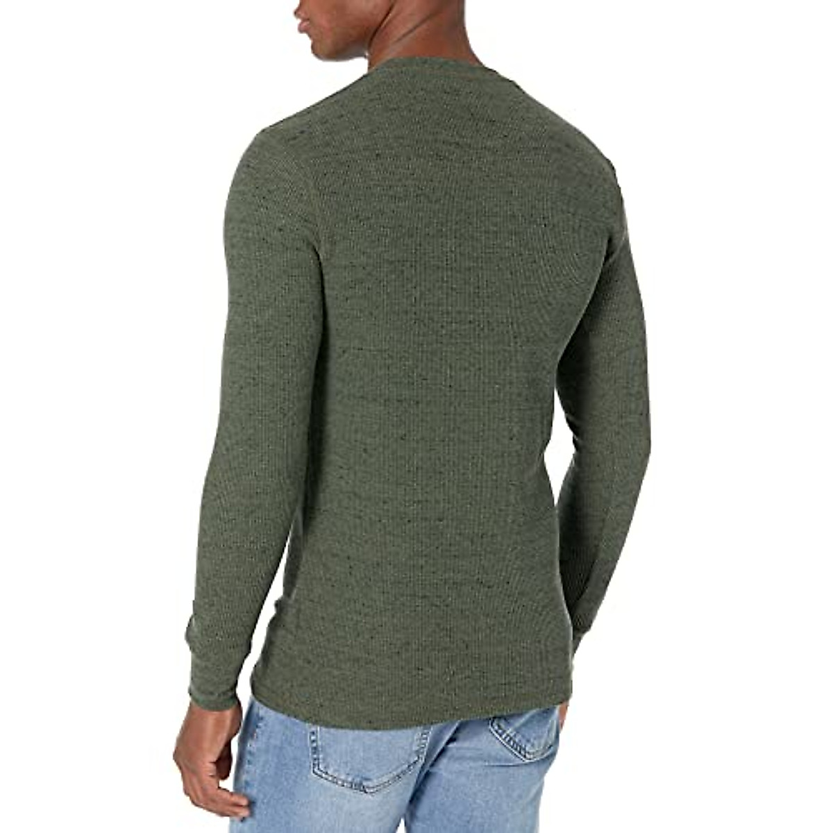 Amazon Essentials Henley Long Sleeve Shirts for Men, Regular-Fit Waffle, Olive Heather, Medium