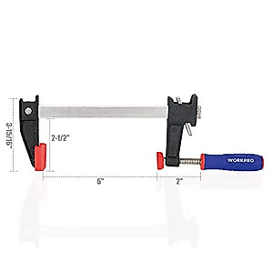 WORKPRO 6-Inch Steel Bar Clamps Set, 2-pack Quick-Release Clutch Style Bar Clamps, 600 Lbs Load Limit, for Woodworking, Metalworking, and DIY