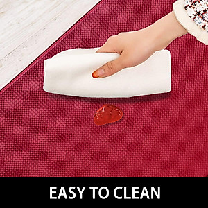 UPHTEH Anti Fatigue Kitchen Mats for Floor 2 Piece Set,17.32 * 28.74 and 17.32 * 46.25,Non Slip Waterproof Kitchen Mats and Rugs Ergonomic Comfort Mat for Kitchen,Home,Office,Sink,Laundry Room (red)