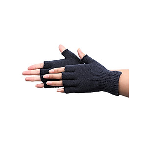 SATINIOR 2 Pair Unisex Half Finger Gloves Winter Stretchy Knit Fingerless Gloves in Common Size