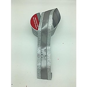 Celebrate IT- Ribbon Bow-tuque-Silver Squin and Grey Line- 2.5 in x 25ft