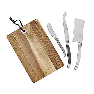 Santa Barbara Design Studio Table Sugar Cheese Board and Knives Gift Set, 4-Piece, Acacia Wood