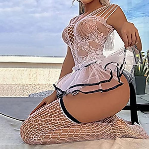 My Orders Placed by Me Lingerie Sets for Women Sexy Naughty Mesh Sheer Chemise Babydoll Teddy Slutty See Through Nighty Underwear Mini Dress Nightie Black