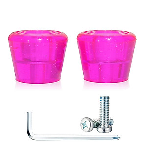 VNAKER PU Rubber Roller Skate Toe Stoppers 1 Pair with Screws (Pink)