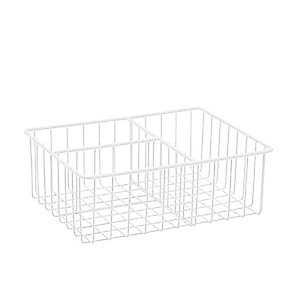 2 Pack White Wire Baskets for Kitchen, 3 Compartment Bin for Cabinet Shelves, Drawers (10 x 8 x 3.7 In)