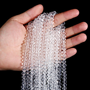680 Pieces Clear Crystal Glass Beads Bulk Transparent Rondelle Bicone Glass Stone Beads for Jewelry Making, Craft, DIY Bracelet, Necklace, Dolls, Suncatcher