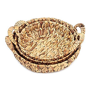 Trademark Innovations Set of 3 Round Hyacinth Baskets with Handles