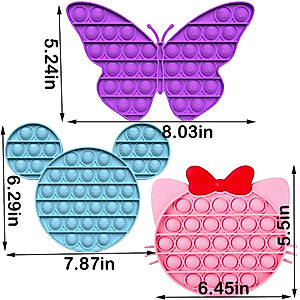 3 Pack Push Bubble Popping Sensory Fidget Toys Set, Special Needs Silicone Stress Reliever Squeeze Toy for School Home Office, Good for Kids Adults Friends Family(Animals Group A-3 Pack)