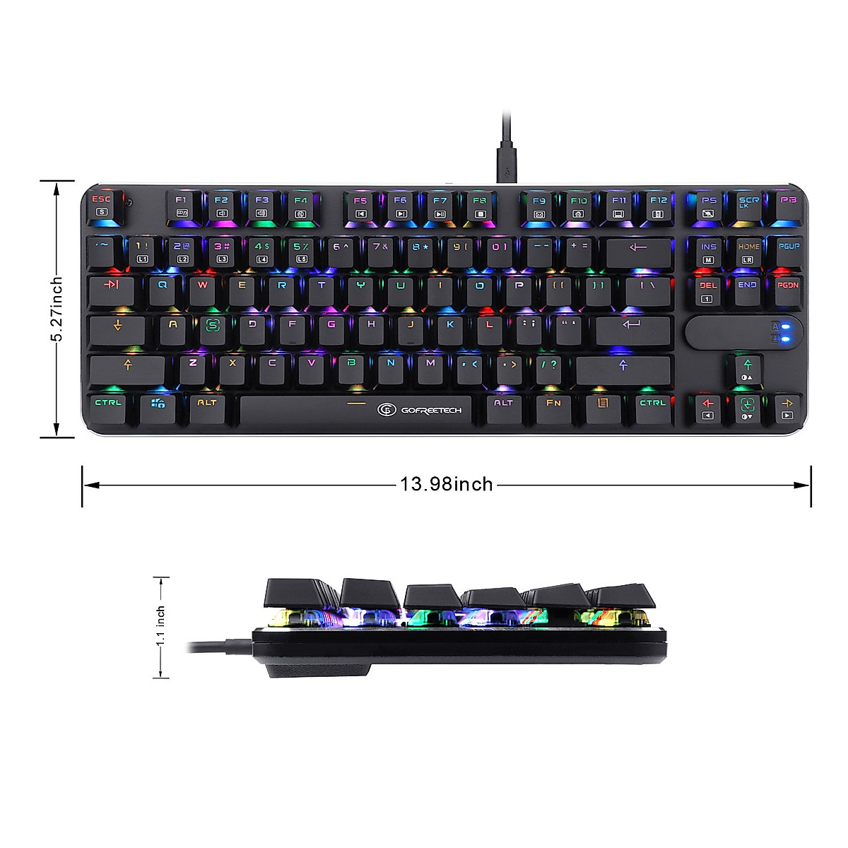Mechanical Keyboard Wired 87 Keys RGB Gaming Keyboard Brown Switches LED-Backlit Mode Computer Game Keyboard for Office Gaming Gamer