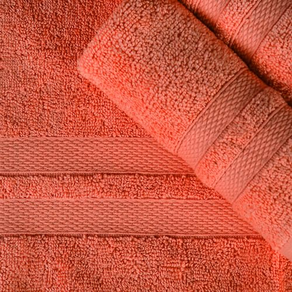 Superior Ultra-Soft 6-Piece Cotton Towel Set, Includes 2 Bath Towels, 2 Hand Towels, and 2 Washcloths for Bathroom, Guest Room, Quick Dry, Daily Use Home Essential Towels - Tangerine