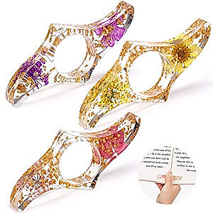 3 Pieces Book Page Holder-Dried Flower Resin Thumb Book Holder-Handmade Resin Holders Light Weight Book Opener Bookmarks Book Reading Accessories for Teachers Book Lovers