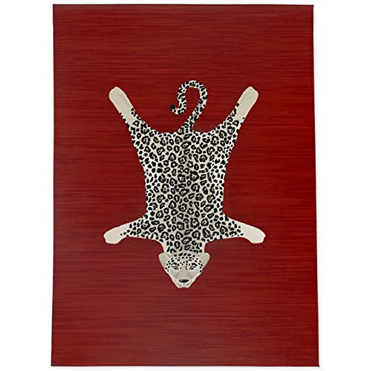 SIYON Cheetah Leopard Print Area Rug for Bedroom Minimalist Non-Slip Living Room Floor Rugs Washable Reversible Dining Room Accent Rugs Red Home Office Throw Mat 4x6 Fur Kitchen Runner Mat