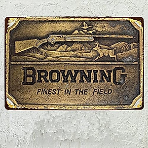 Licpact Nostalgic tin Sign Classic Browning Sporting Arms Buck Deer Elk Hunter Hunting Guns Tin Sign Retro Metal Sign Metal Poster Metal Decor 8x12inches Art tin Decoration