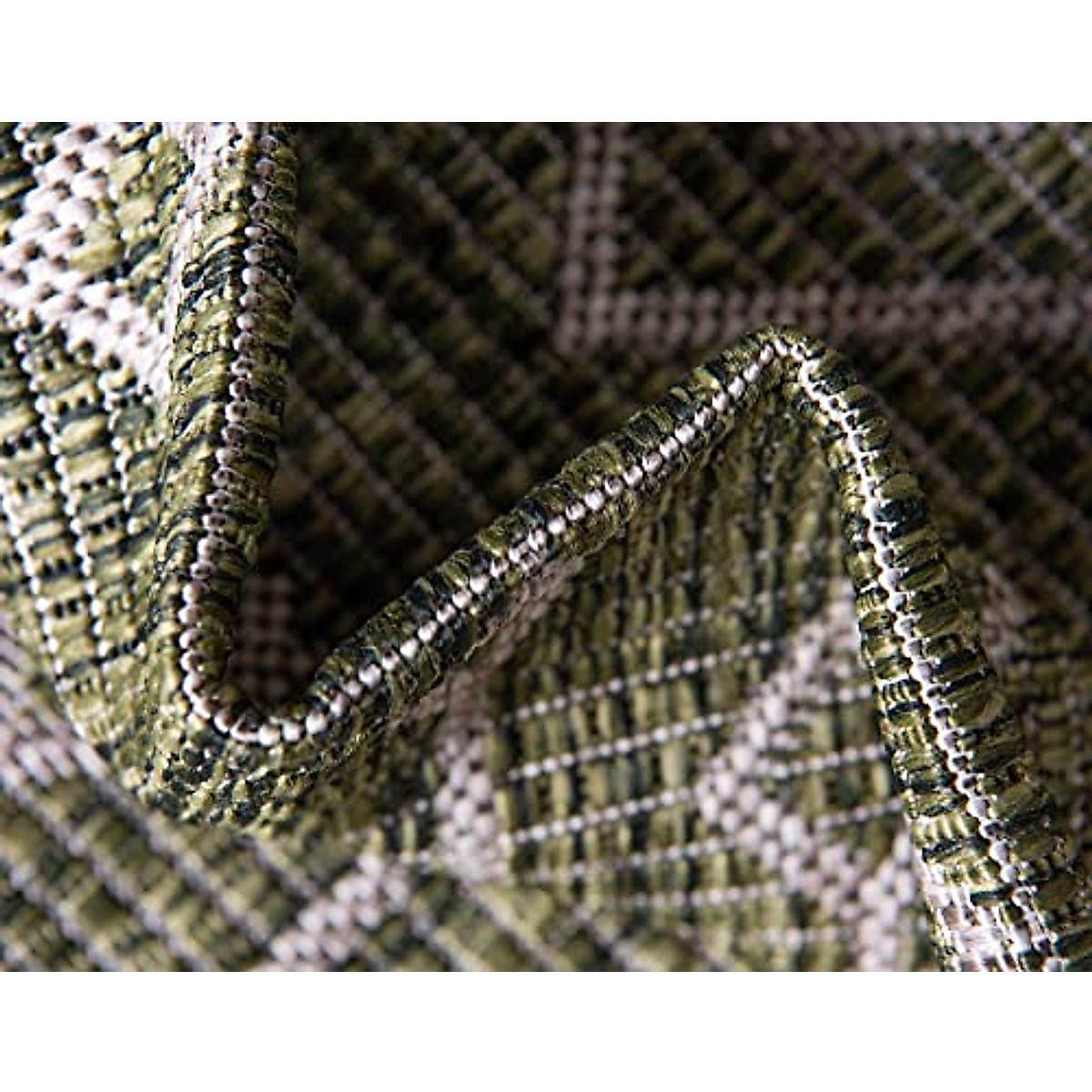 Unique Loom Outdoor Trellis Collection Area Rug - Tribal Trellis (2' x 8' Runner, Green/ Natural)